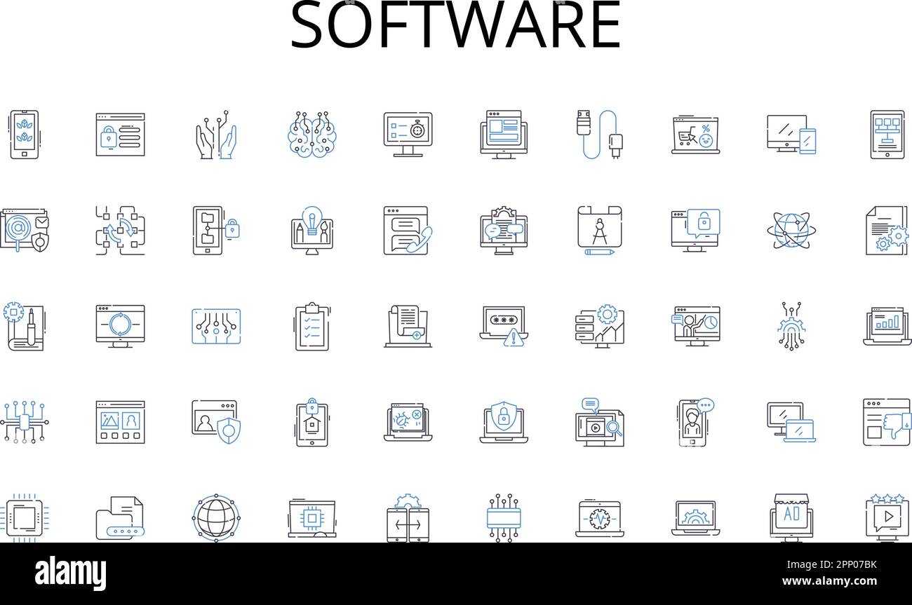 Software line icons collection. Bustling, Urban, Vibrant, Crowded ...