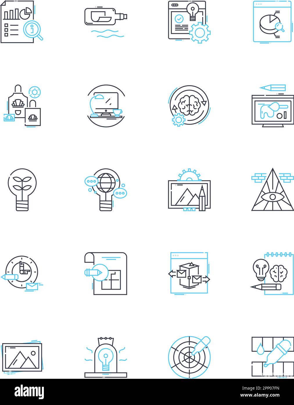 Sculptor linear icons set. Chisel, Marble, Bronze, Clay, Carve, Patina ...