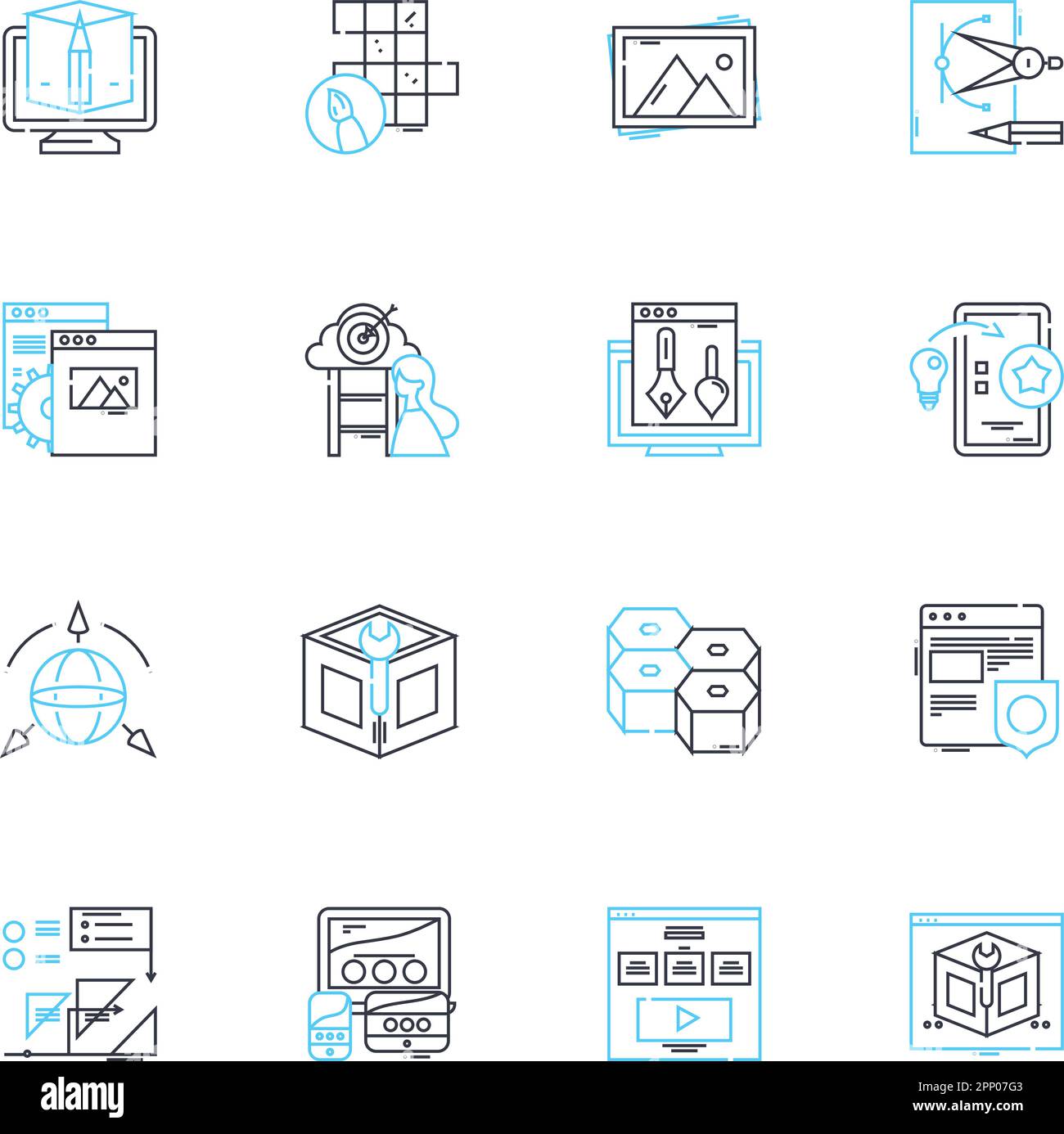 Social security linear icons set. Retirement, Beneficiary, Disability ...