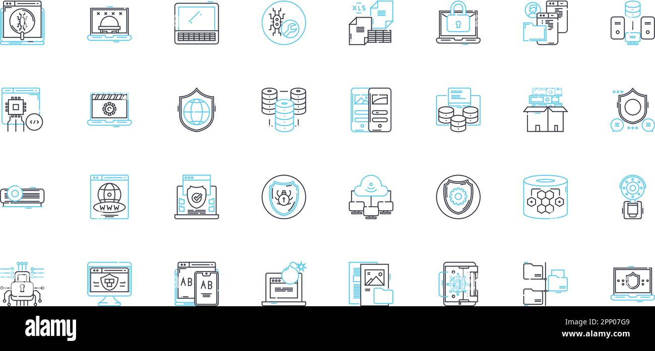 Nerk Security Linear Icons Set Firewall Encryption Authentication Intrusion Cybersecurity