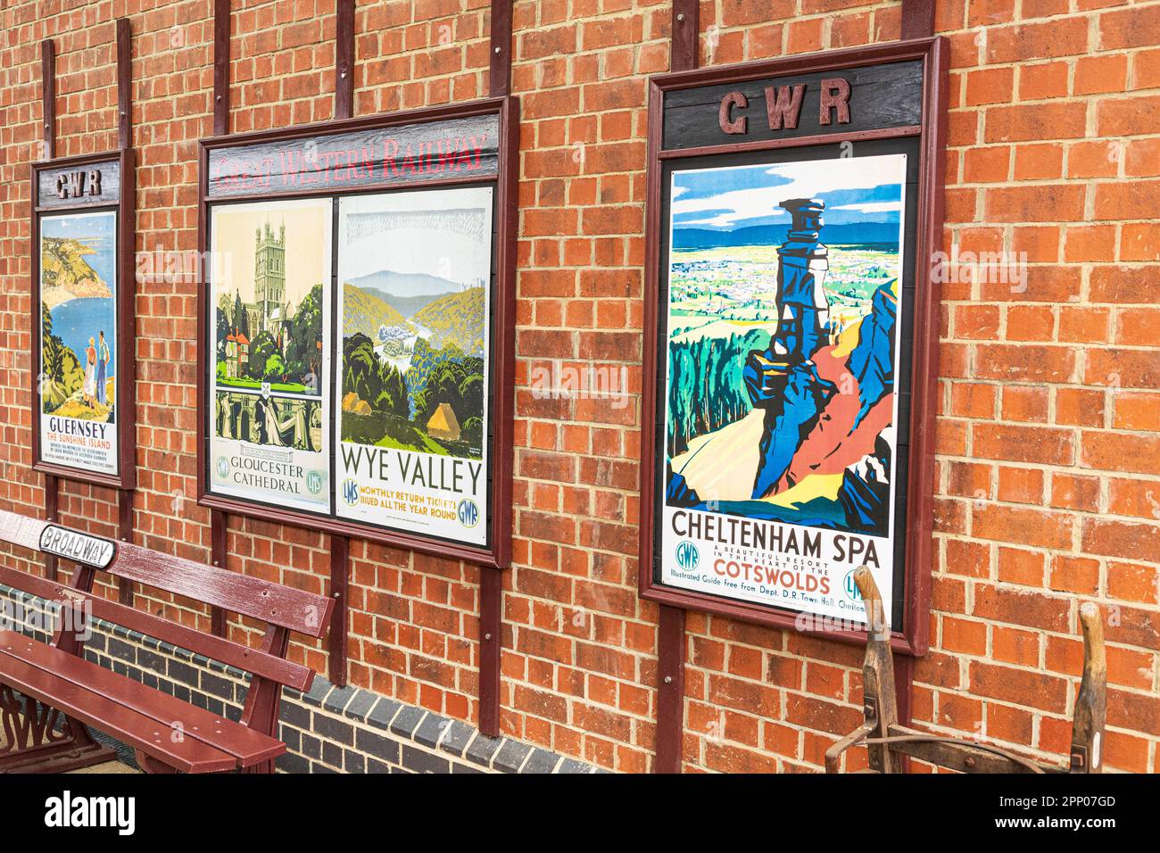 Old GWR advertisments on the platform at Broadway Station on the ...