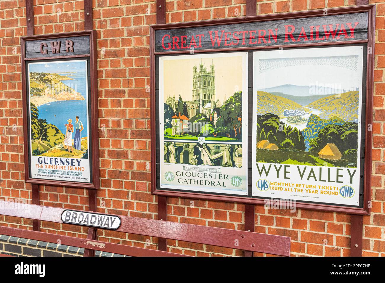 Old GWR advertisments on the platform at Broadway Station on the ...