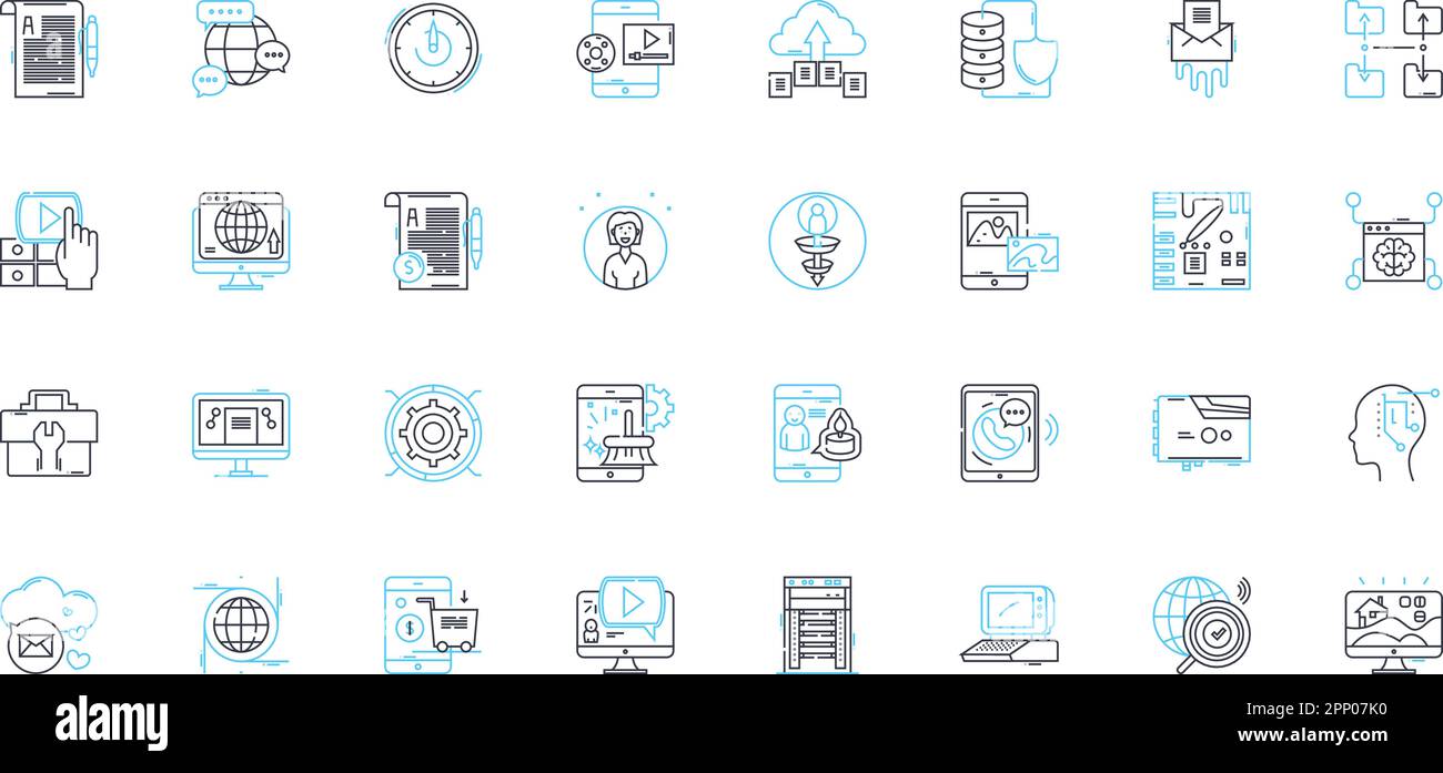 Communication tools linear icons set. Chat, Email, Messenger, Video ...