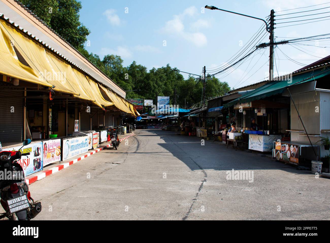 Thai people travelers travel visit and select buy goods food at ...