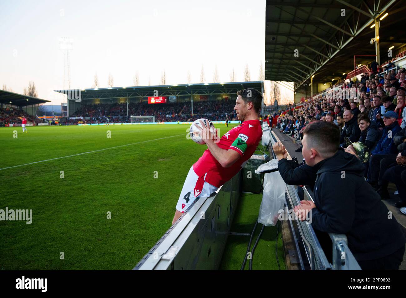 Wrexham's captain Ben Tozer prepares for his signature long throw-in ...