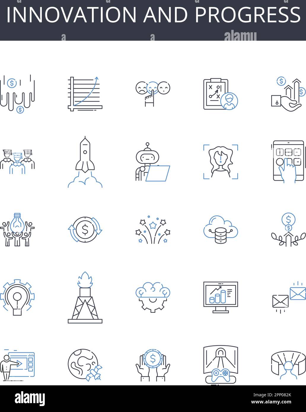 Innovation and progress line icons collection. Strategy, Analysis ...