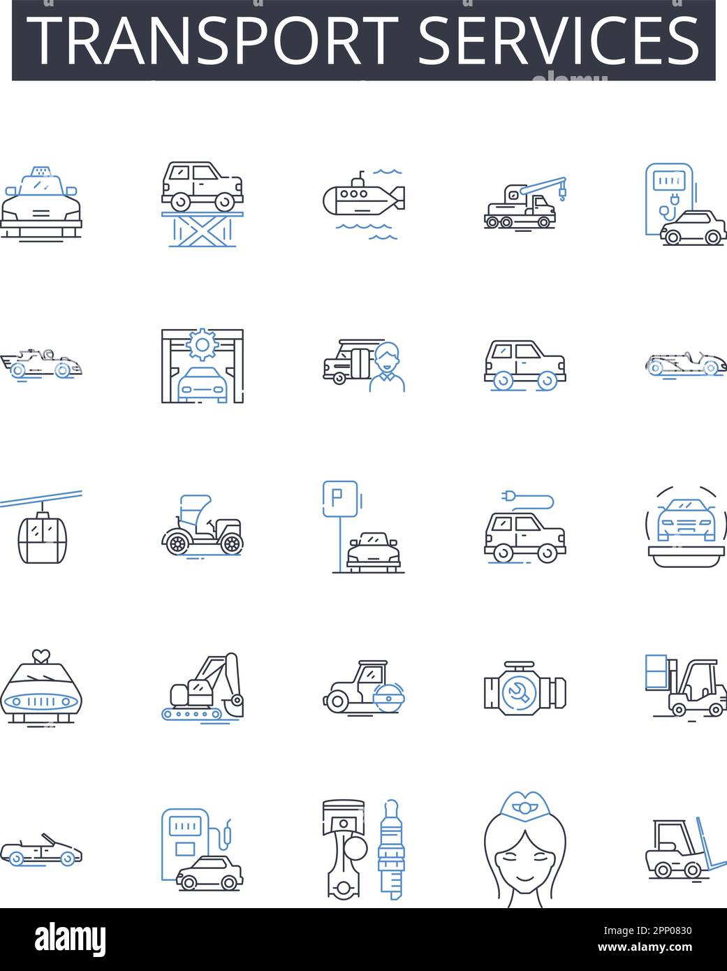 Transport services line icons collection. Delivery options, Transit ...