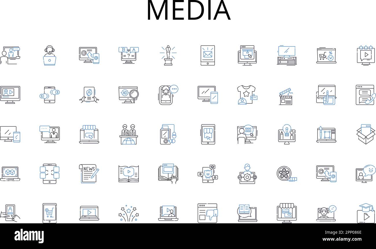 Media line icons collection. Authority, Vision, Responsibility, Power ...