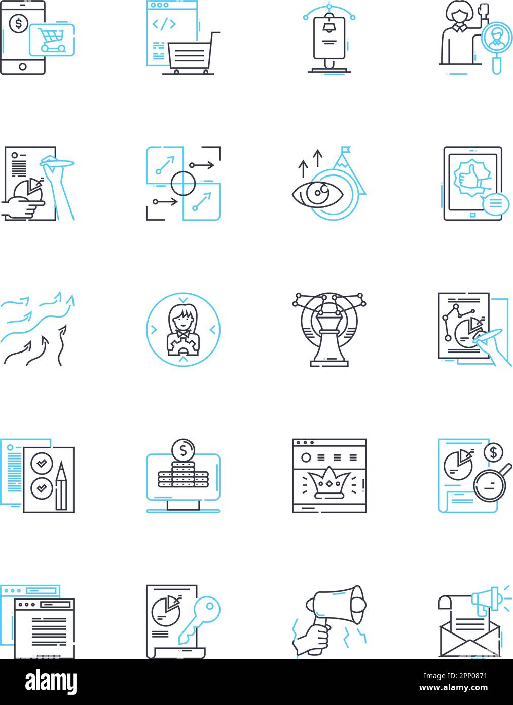 Publicity company linear icons set. Promote, Visibility, Exposure ... Publicity company linear icons set. Promote, Visibility, Exposure ...