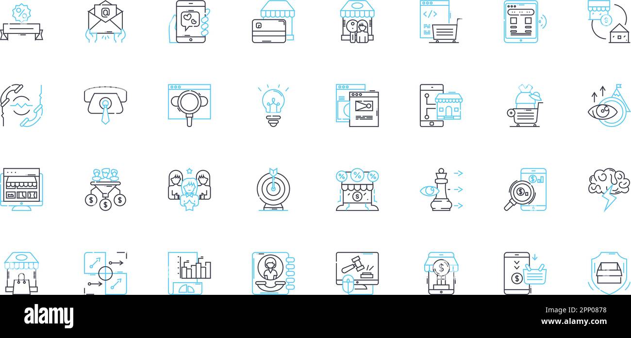 E-commerce sales linear icons set. Marketing, Conversion, Sales ...
