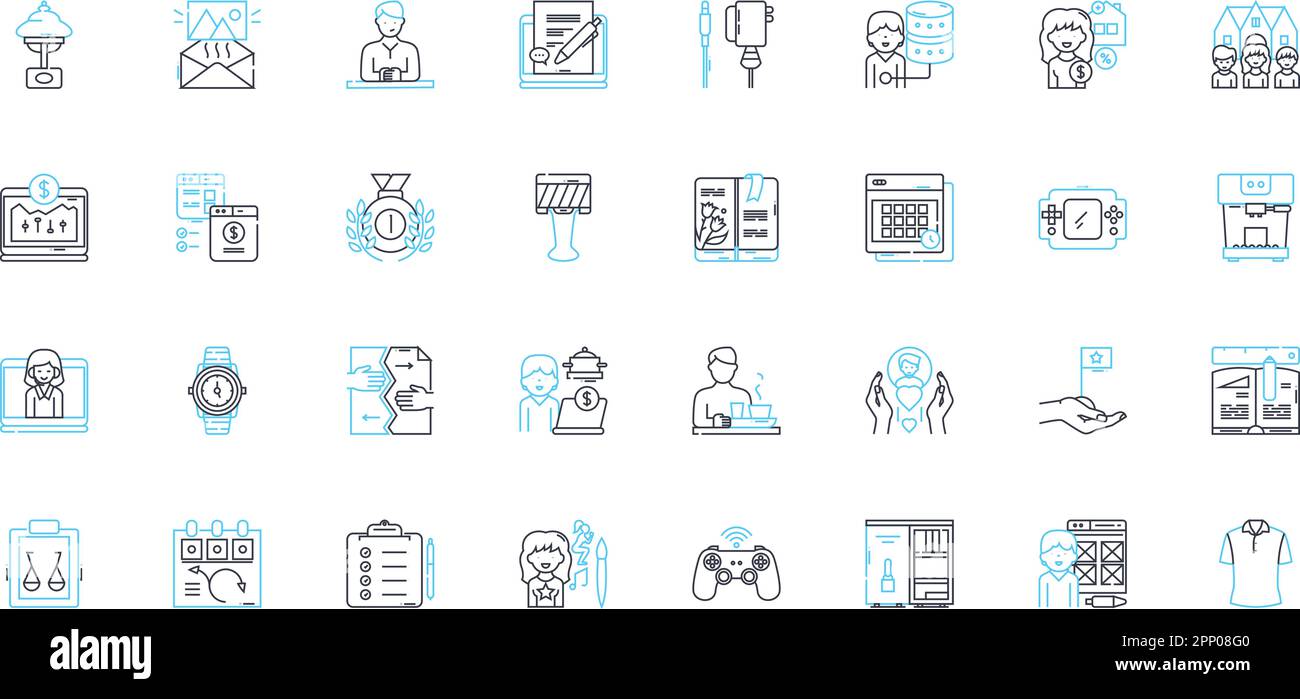Scanner linear icons set. Digitalize, OCR, Sheet-fed, Flatbed, Portable ...