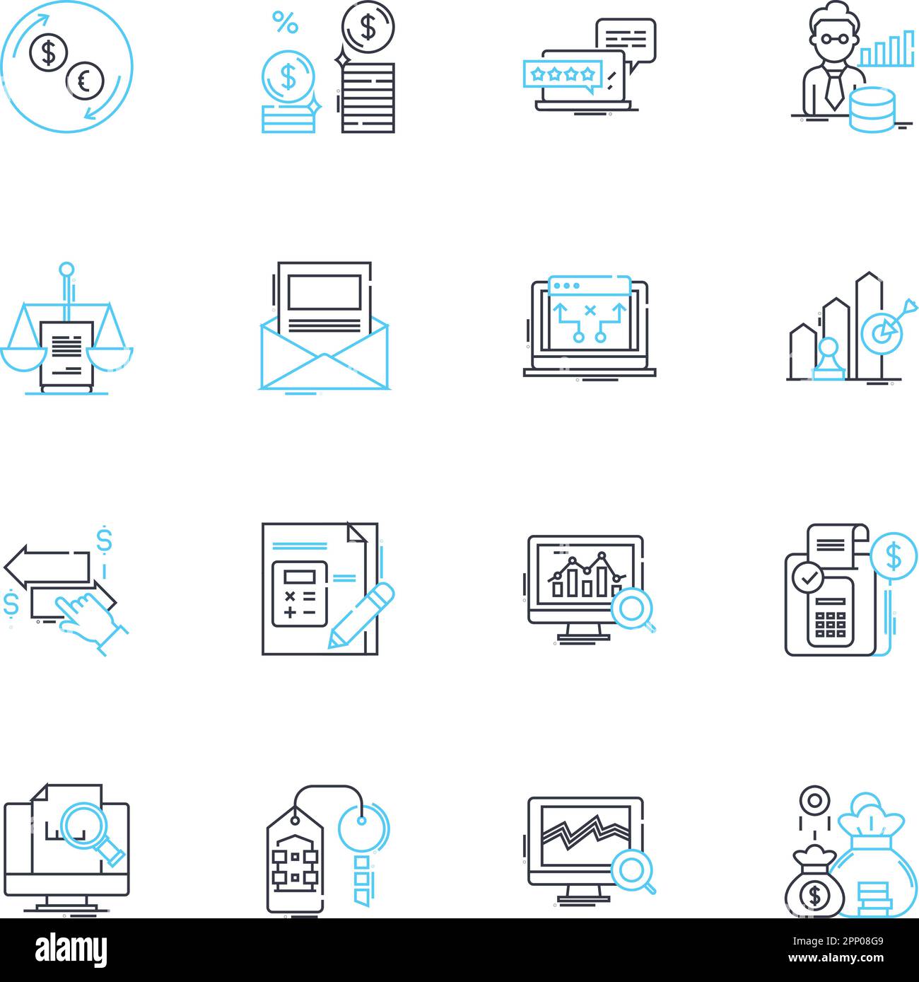 Capital markets linear icons set. Trading, Funds, Hedge, Currency ...