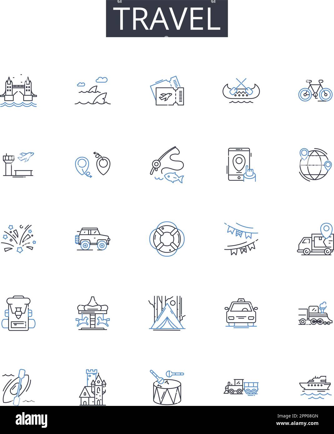Travel line icons collection. Chatbots, Virtual assistants, AI, NLP ... Travel line icons collection. Chatbots, Virtual assistants, AI, NLP ...