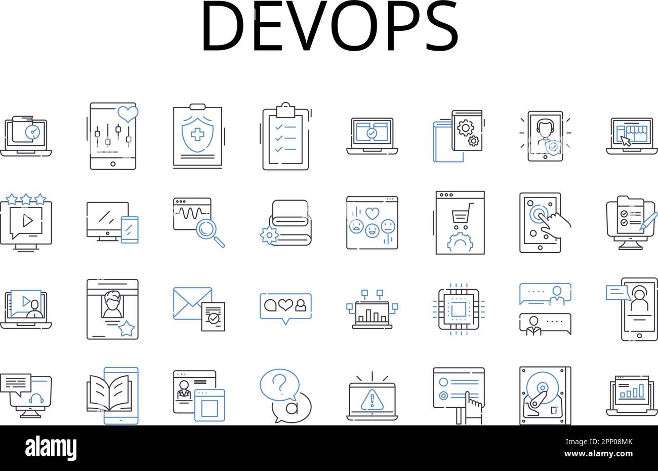 DevOps line icons collection. Agile development, Cloud computing ... DevOps line icons collection. Agile development, Cloud computing ...