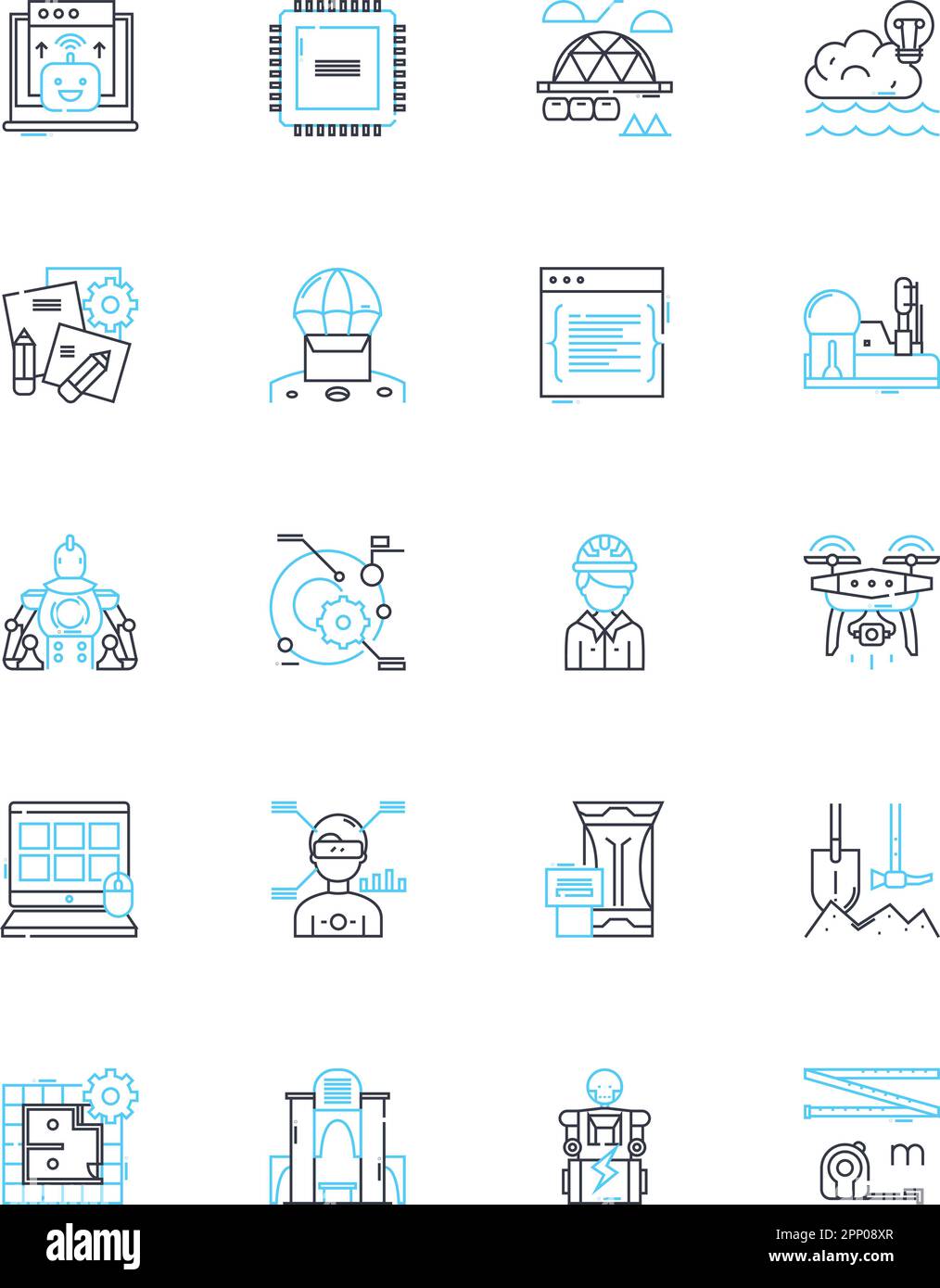 Planner linear icons set. Schedule, Organizer, Agenda, Calendar ...