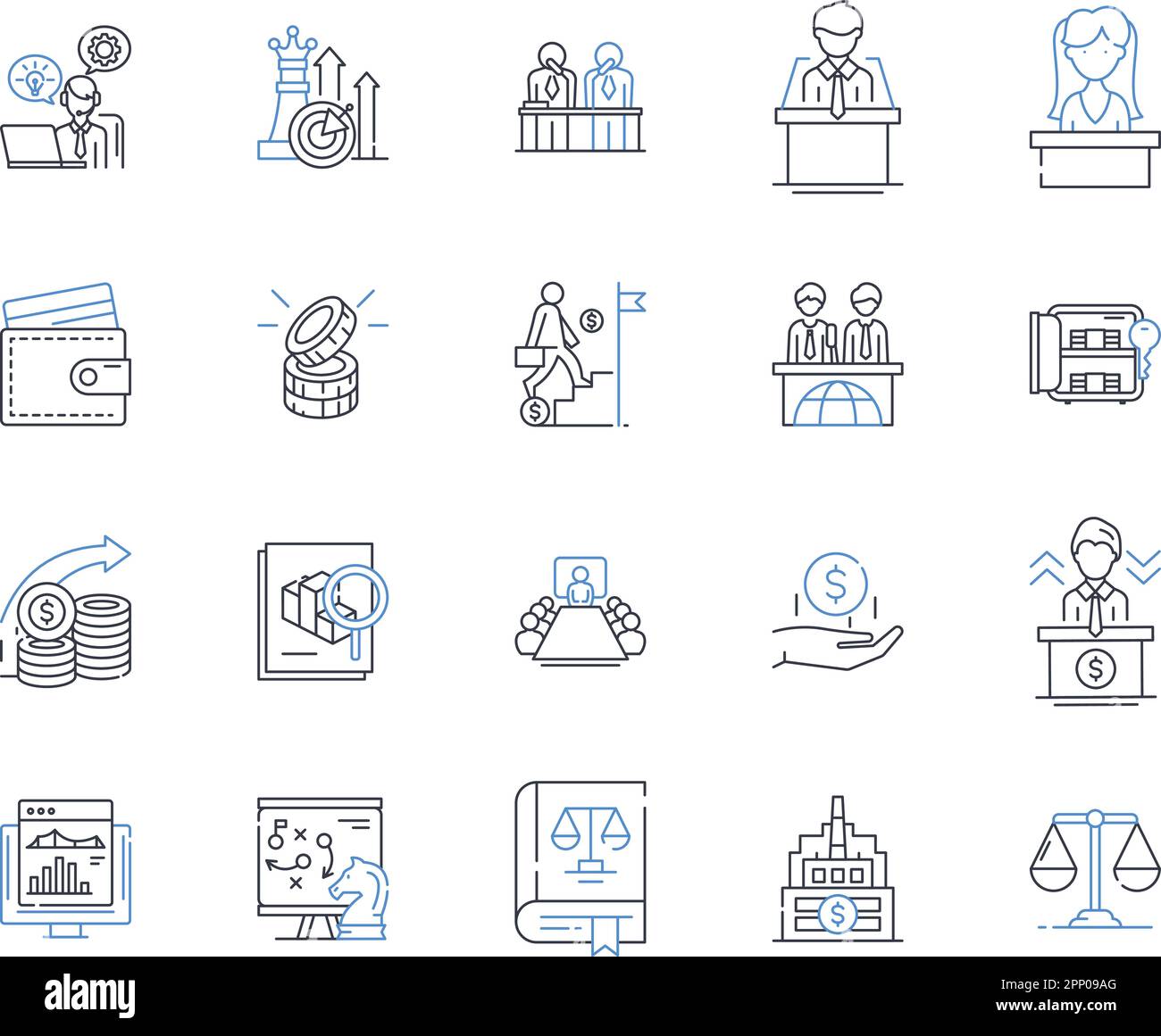 Custodian of funds line icons collection. Stewardship, Financial ...