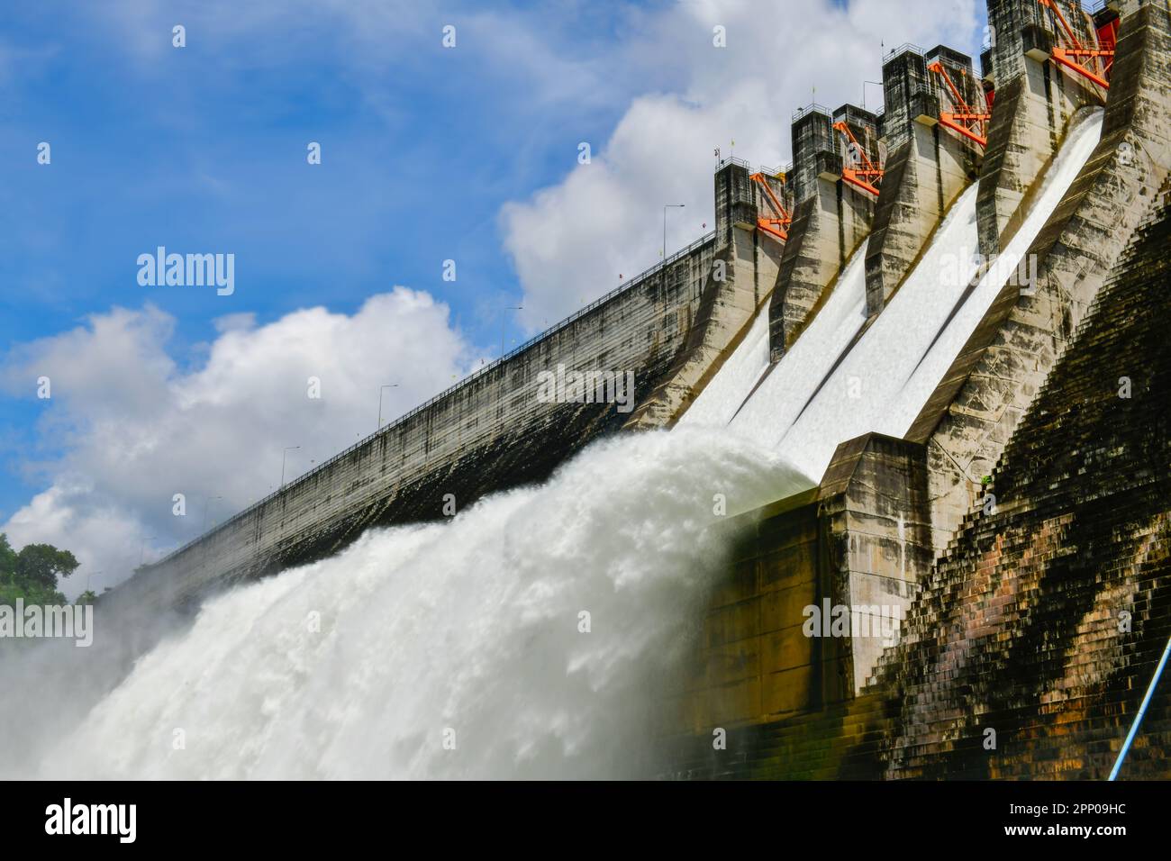 The dam with hydroelectric power plant and irrigation and flood ...