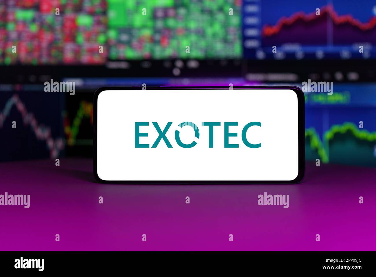 Exotec on stock market in front of stock market charts background Stock ...