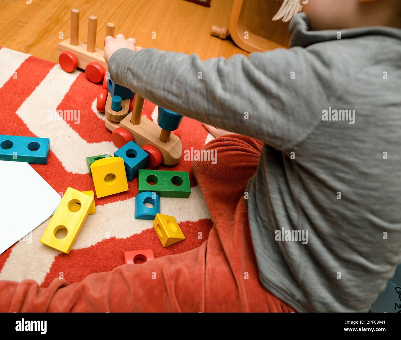 Overhead view of children room - the floor of a bright and vibrant ...