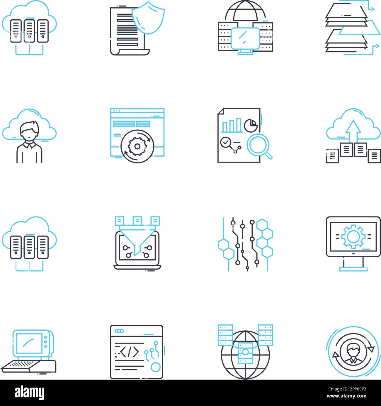 Mtary governance linear icons set. Leadership, Democracy, Accountability, Transparency ...