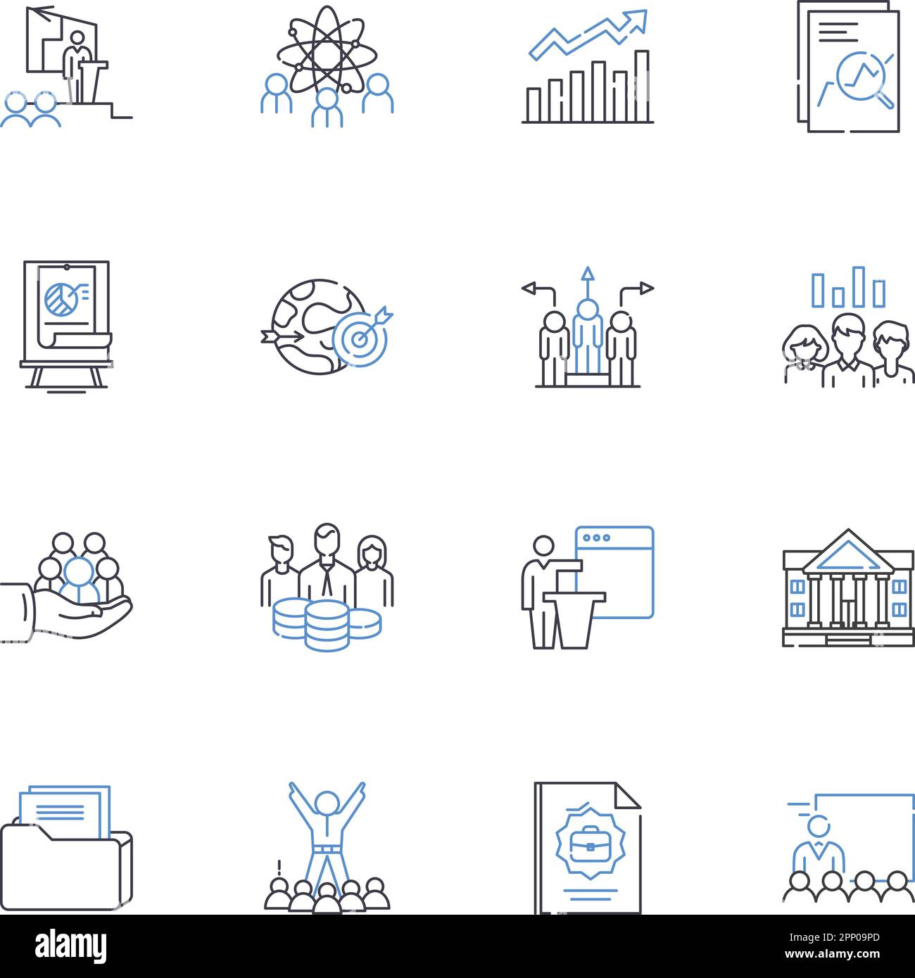 Strategic Partner Line Icons Collection Collaboration Alliance