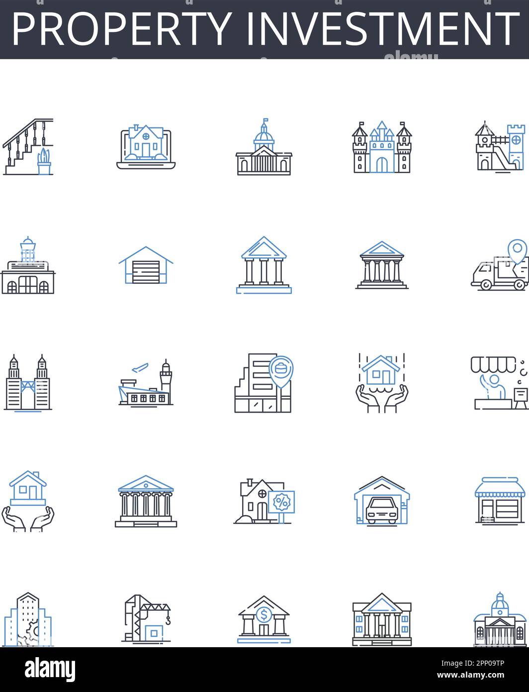 Property investment line icons collection. Fiction, Poetry, Prose ...