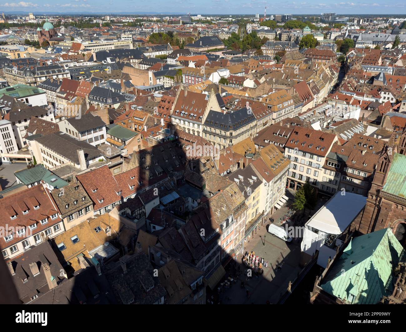 A stunning aerial view of the picturesque city of Strasbourg, featuring ...