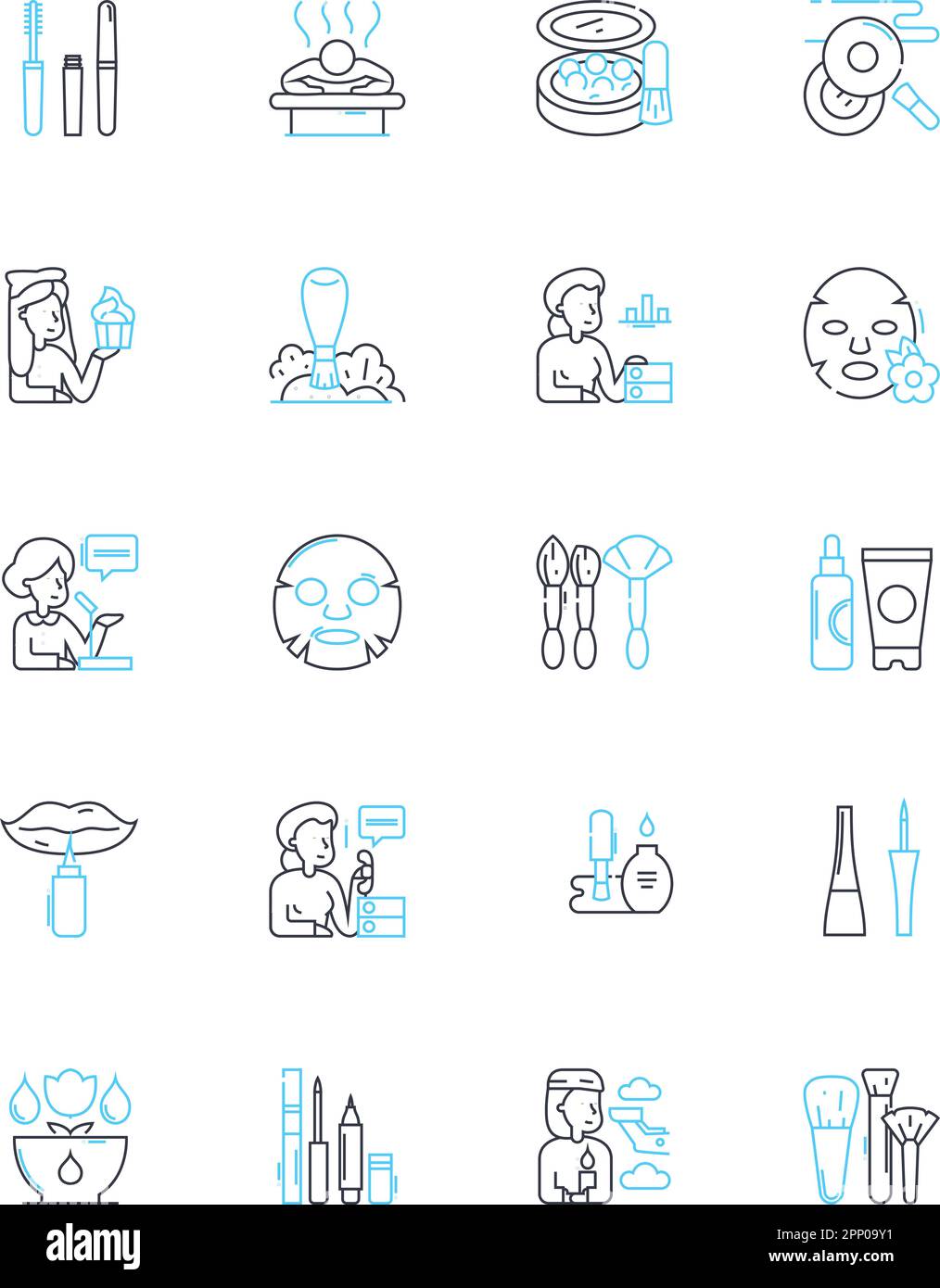 Personal grooming linear icons set. Hygiene, Shaving, Styling, Trimming ...