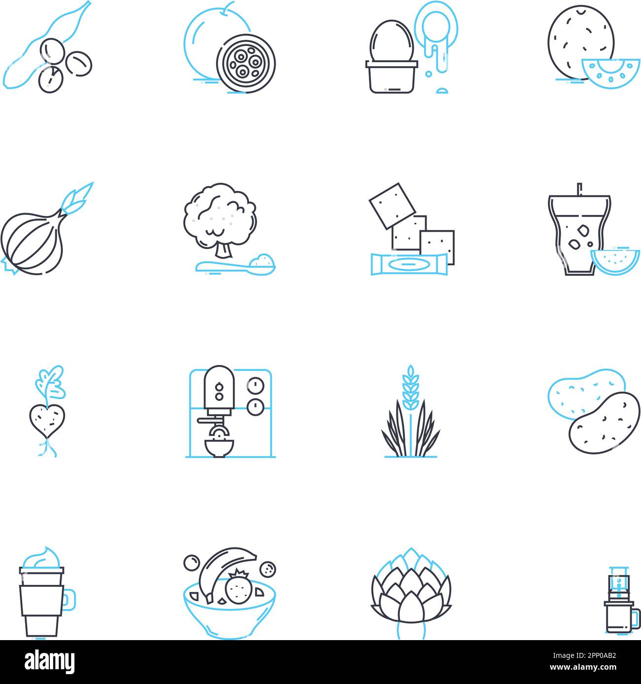 Balanced diet linear icons set. Nutrition, Health, Protein ...