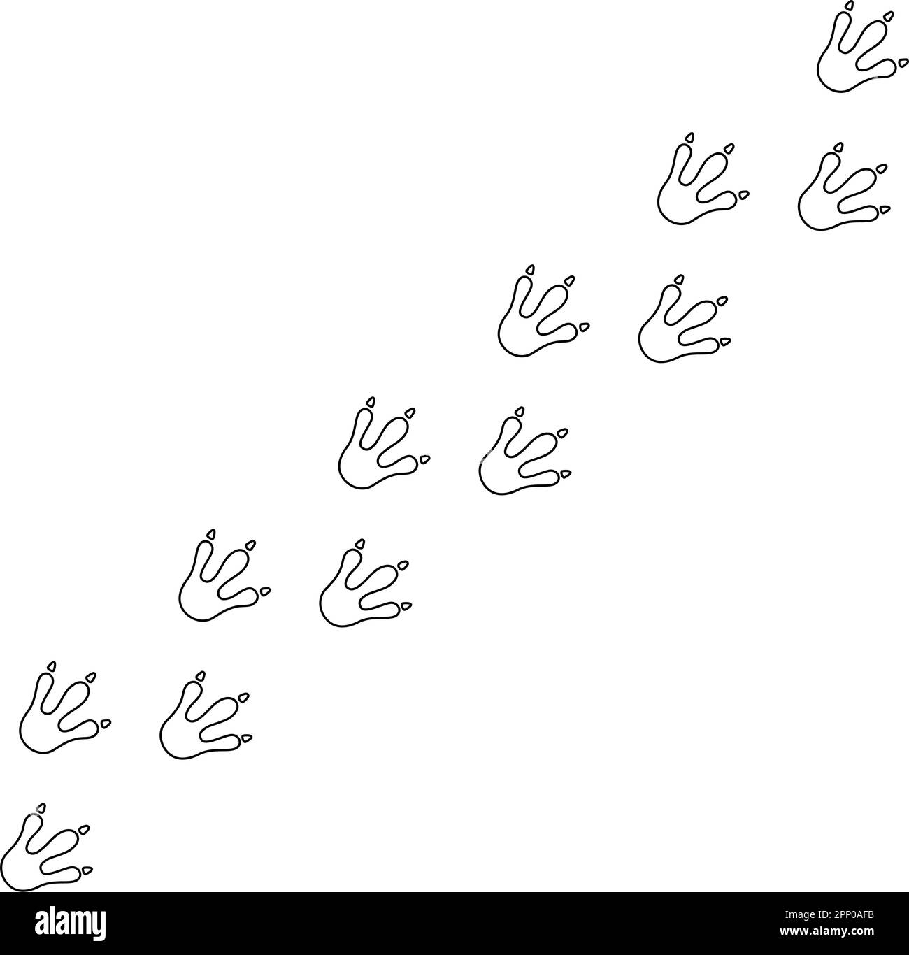 Dragon footprint line. Hand drawn dinosaur paw prints. Dragon foot ...