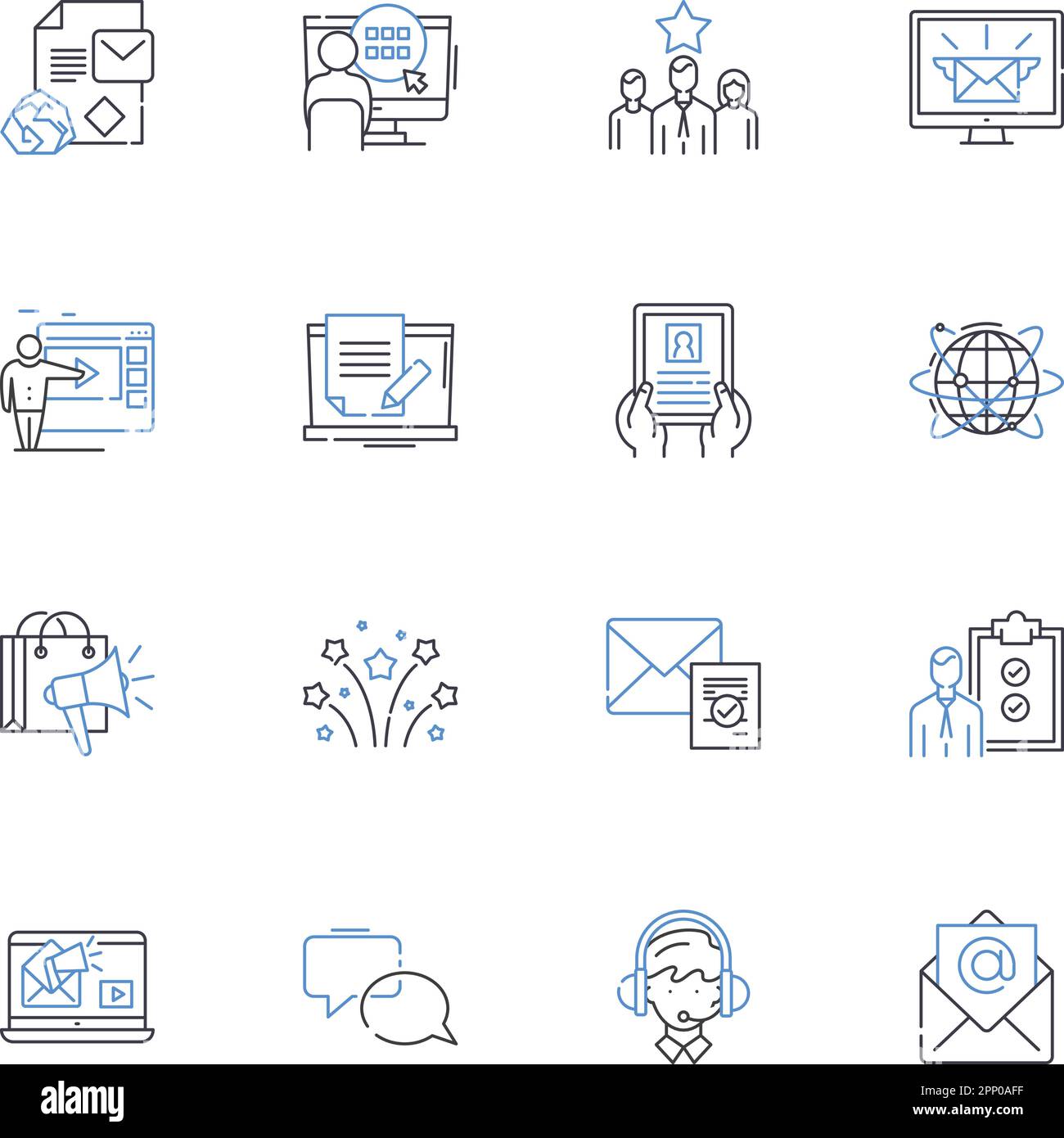 Sales pitch line icons collection. Persuasion, Convincing, Storytelling ...