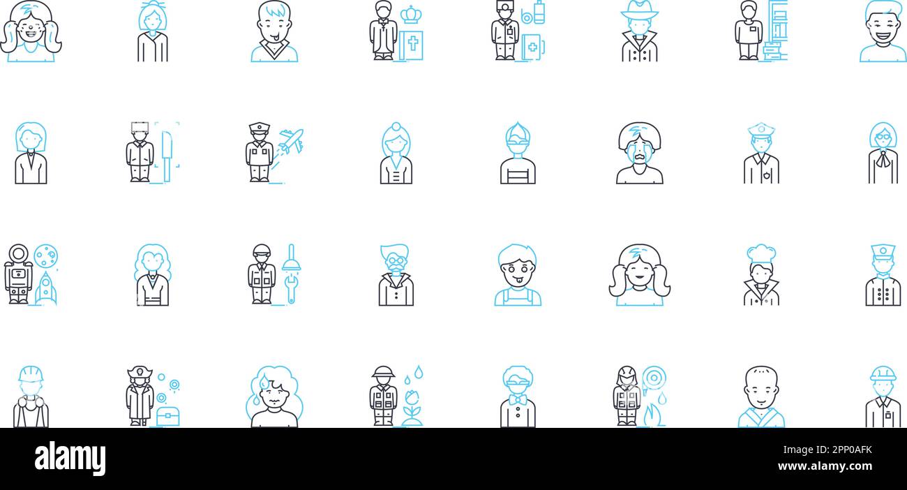 Individual persona linear icons set. Self, Identity, Ego, Personality ...