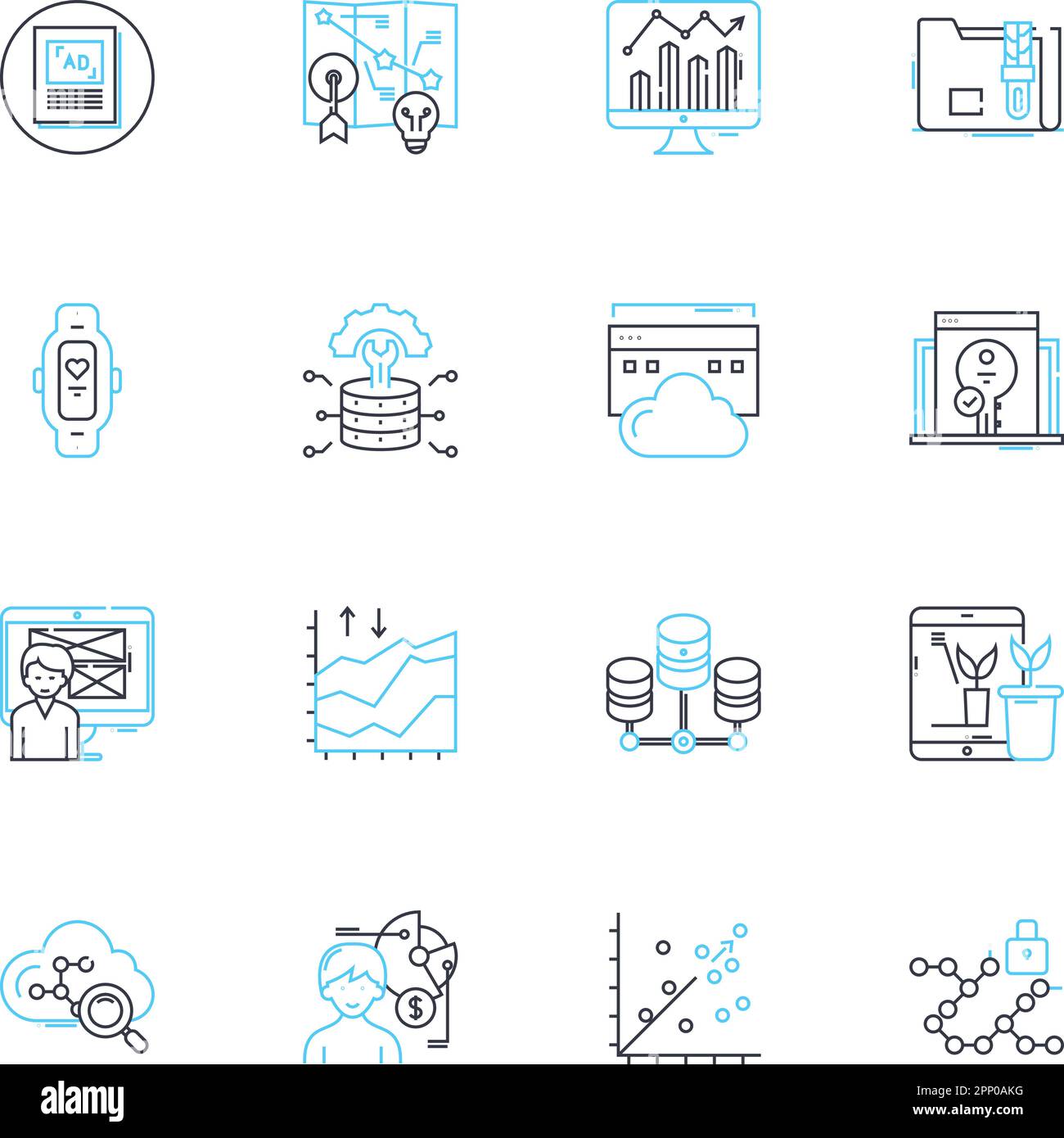 Knowledge Organization Linear Icons Set Cataloging Indexing Taxonomy
