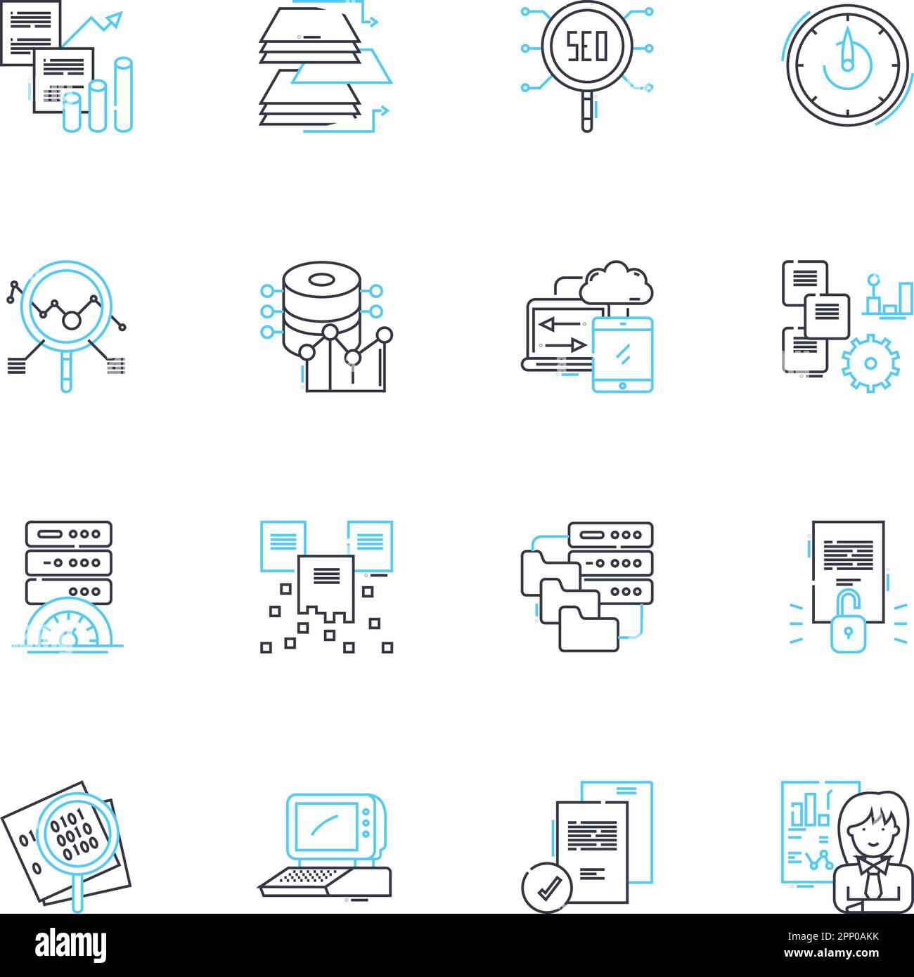 Brand development linear icons set. Strategy, Positioning, Identity ...