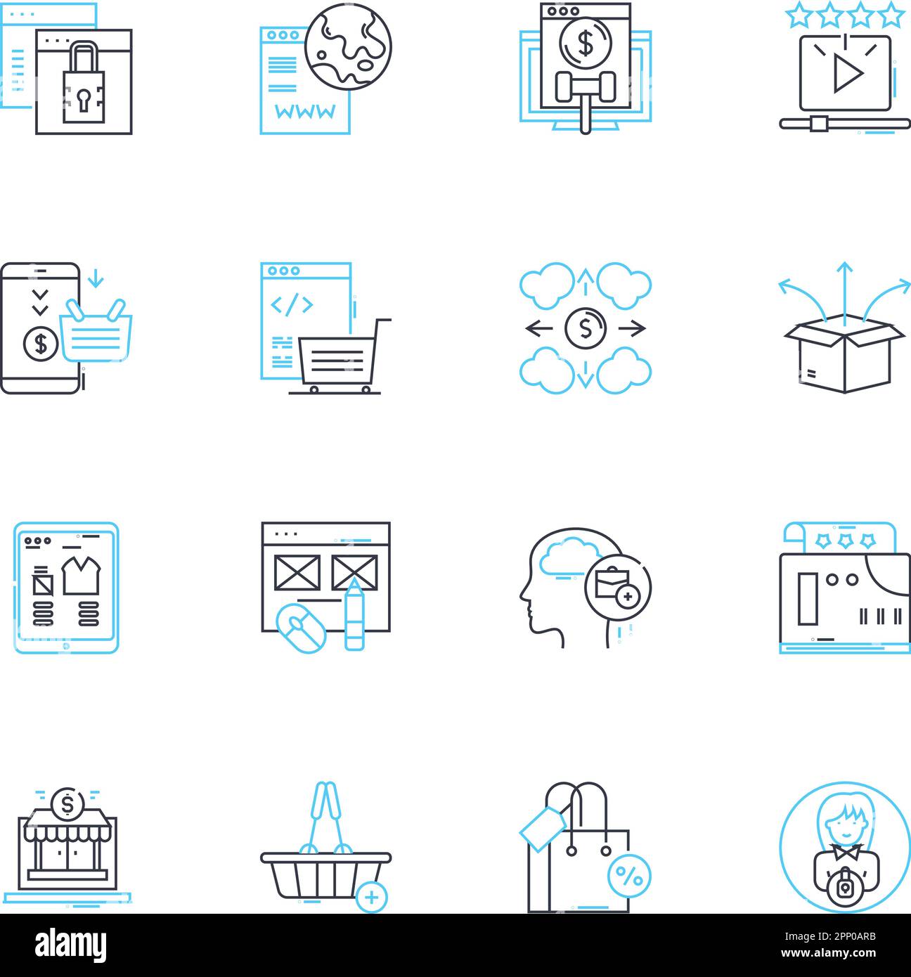 Video ads linear icons set. Advertisements, Commercials, Marketing ...