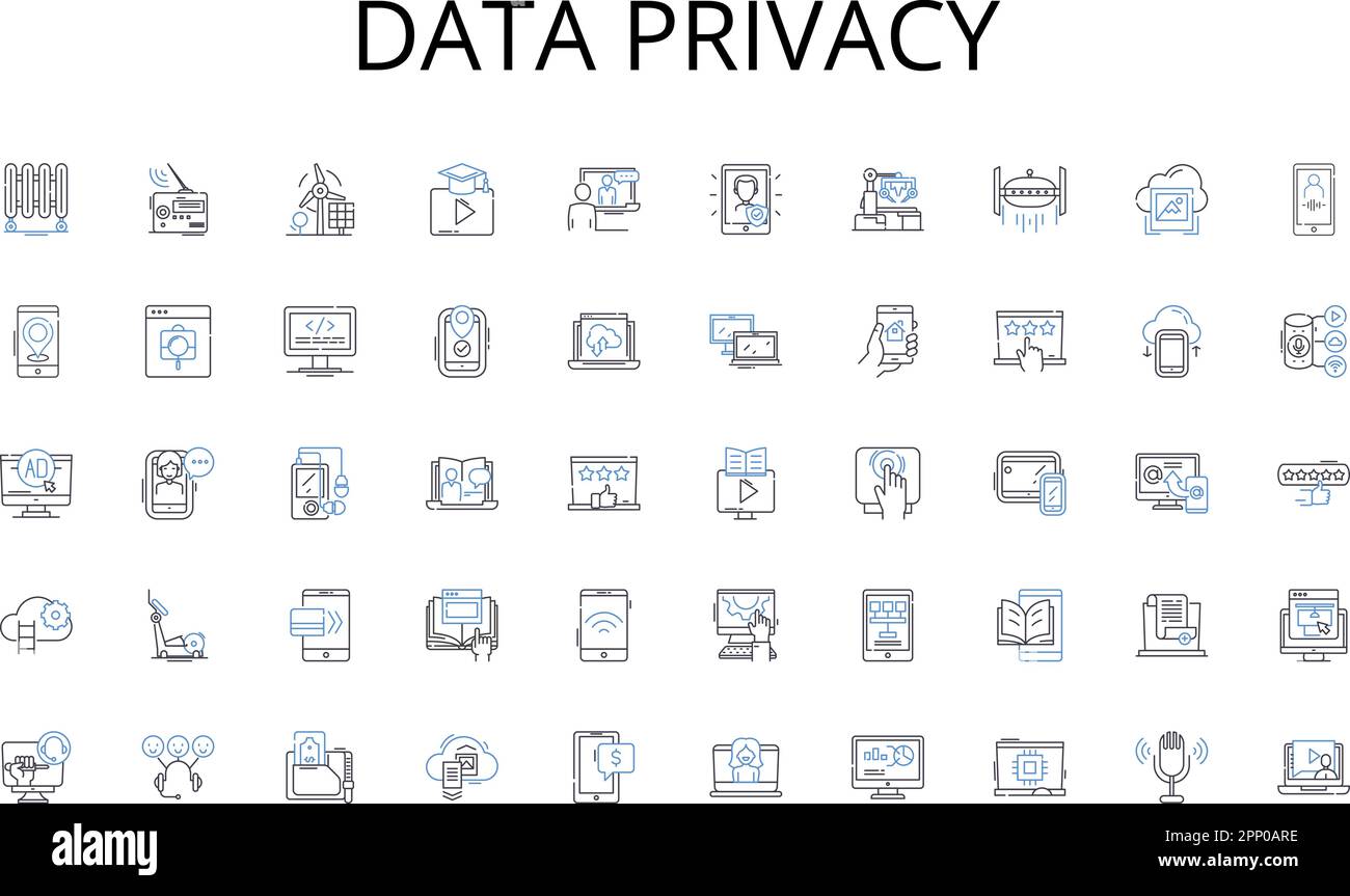 Data privacy line icons collection. Disruption, Advancement ...