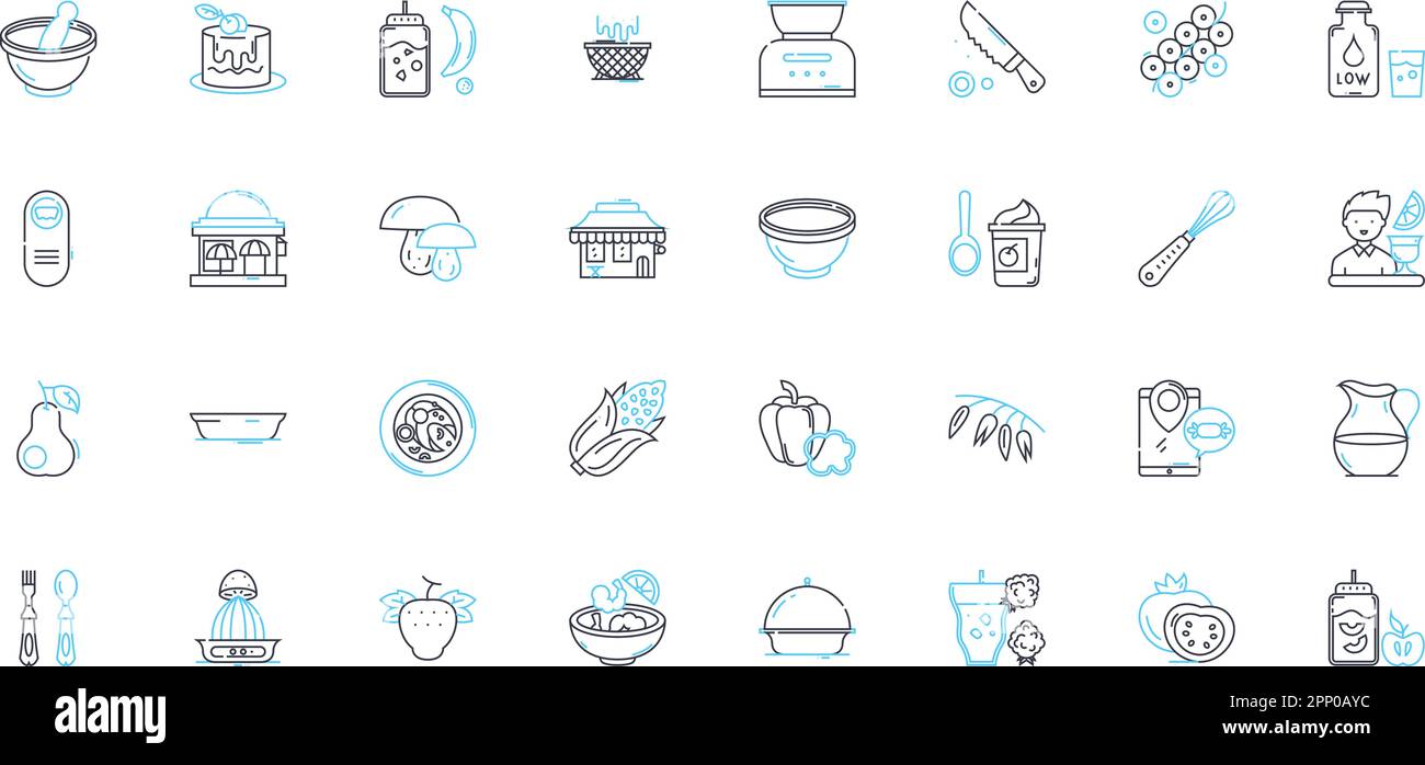 Food business linear icons set. Cuisine, Gourmet, Delicacies ...