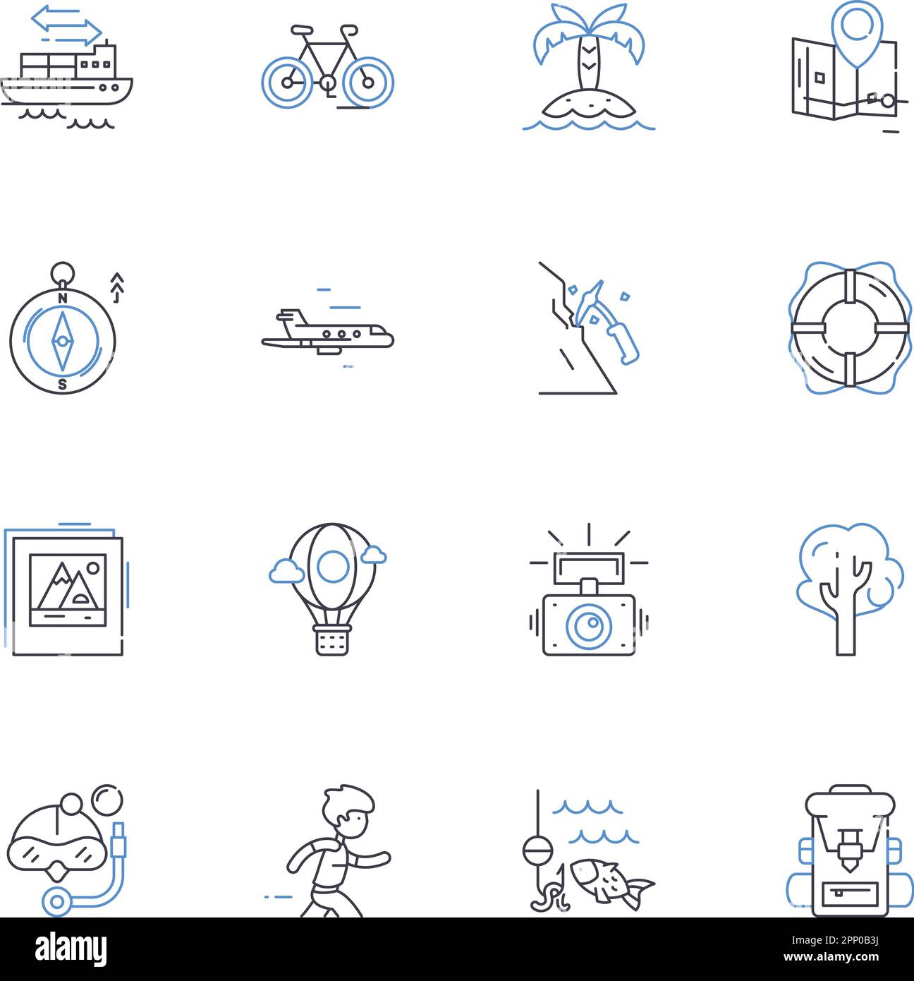 Roaming line icons collection. Adventure, Coverage, International ...