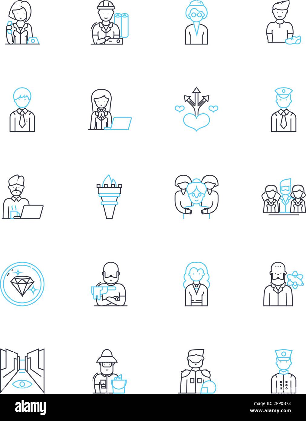 Restaurant server linear icons set. Hospitality, Communication ...
