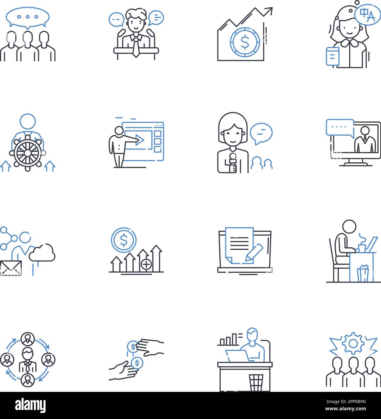 Service employment line icons collection. Caregiver, Service ...