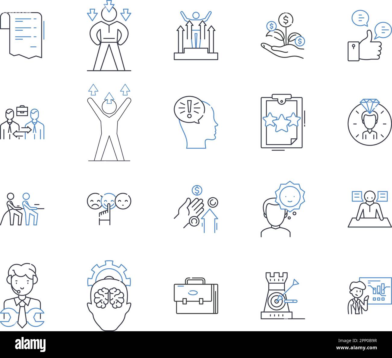 Syndicate progression line icons collection. Growth, Advancement ...