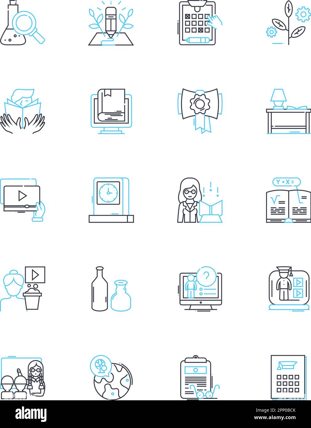 Homework linear icons set. Assignments, Studying, Learning, Research ...