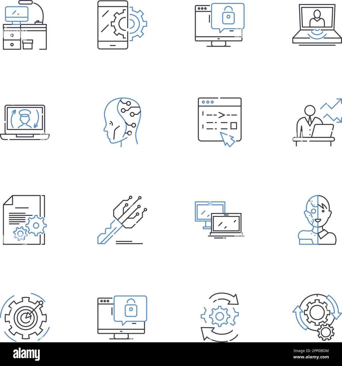 Workstation line icons collection. Ergonomic, Productivity, Multitasking, Efficiency, Comfort ...