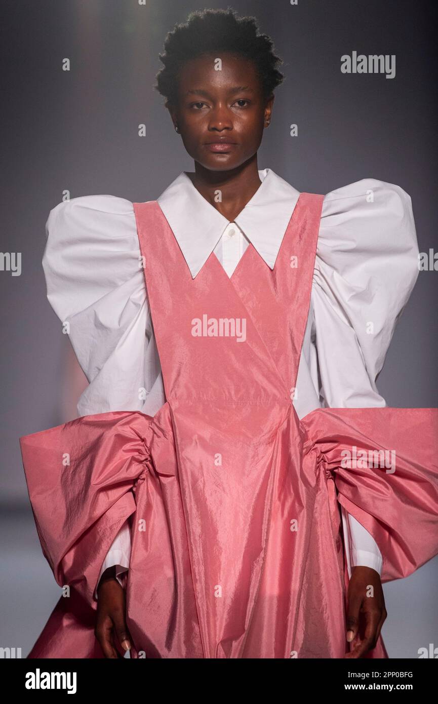 London, UK. 21 April 2023. A model wears a look by Korean fashion ...