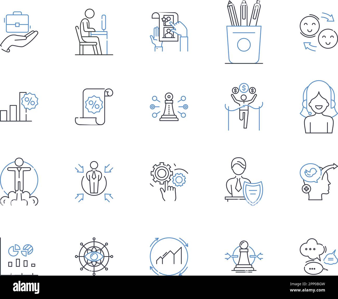 Robo-advisors line icons collection. Automation, Technology, Personalization, Innovation ...