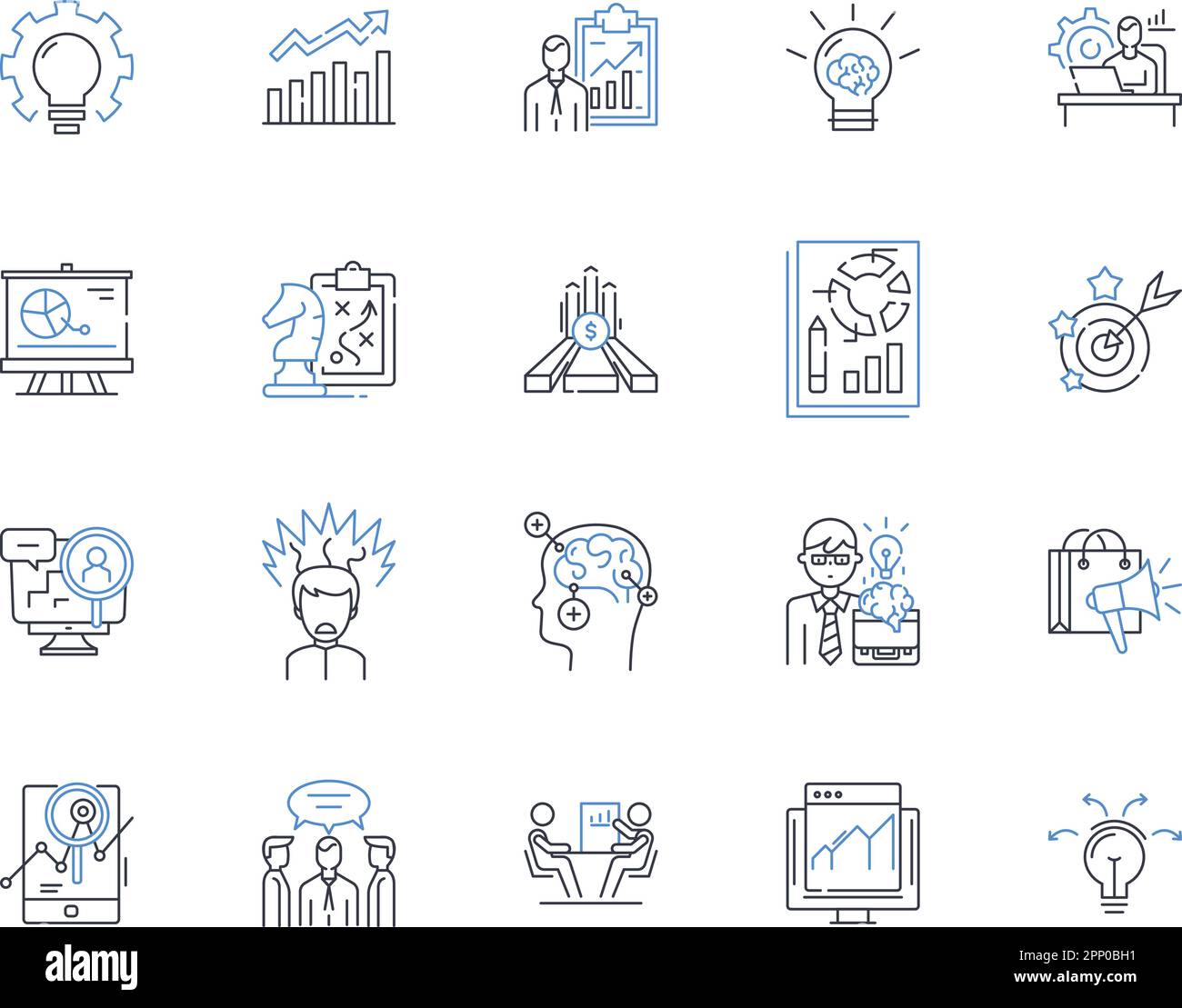 Game Planning Line Icons Collection Strategy Tactics Analysis