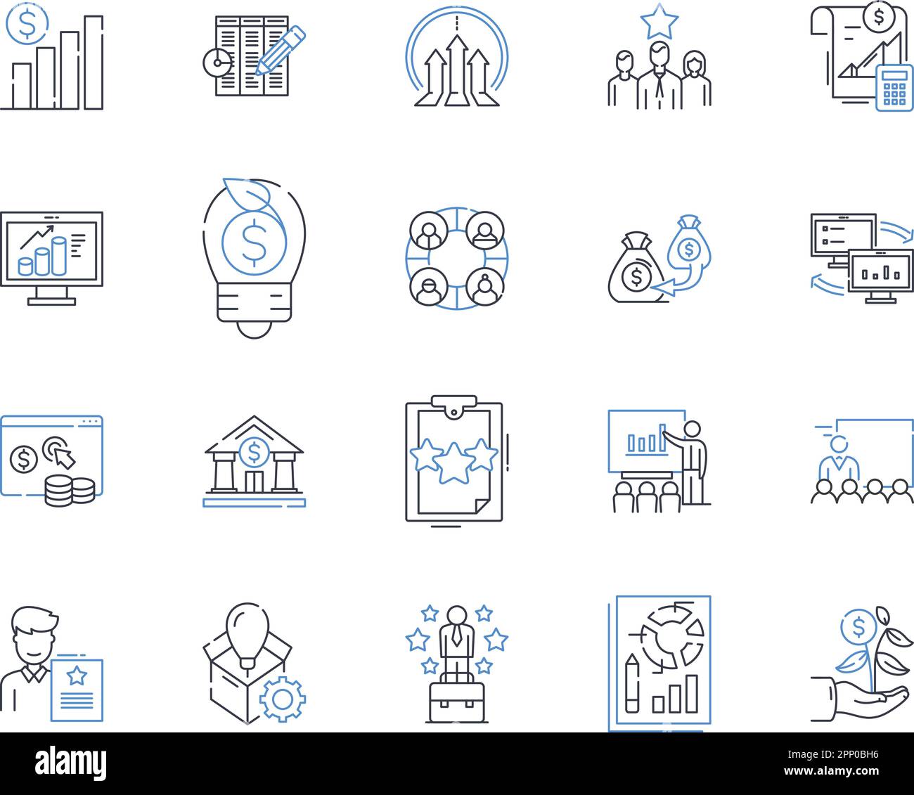 Fiscal review line icons collection. Budget, Audit, Taxes, Revenue ...