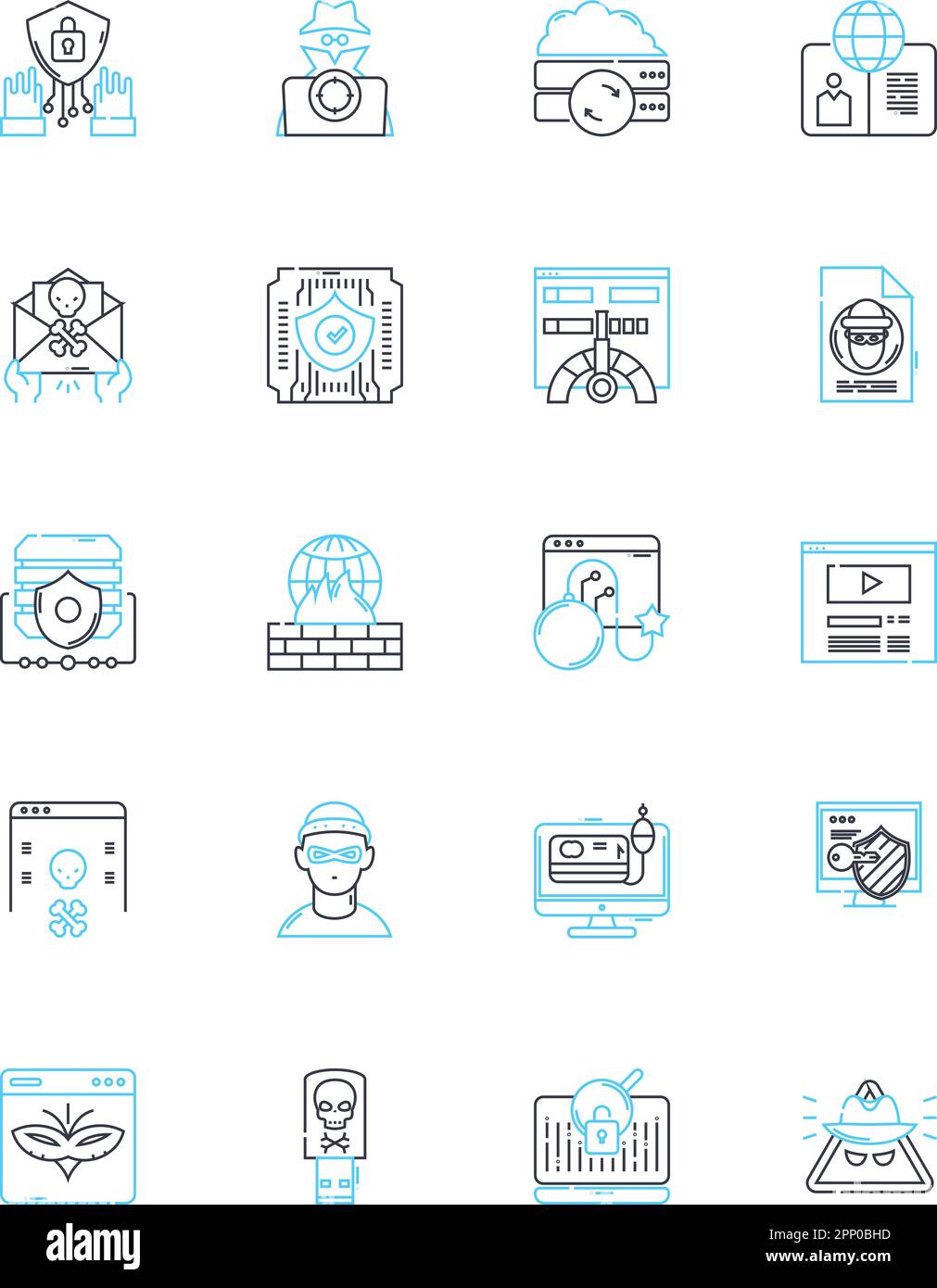 Hoodlums linear icons set. Outlaws, Delinquents, Thugs, Gangsters ...