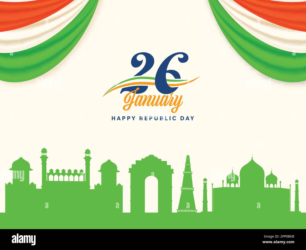 26th January, Republic Day Concept With Green Silhouette India Famous ...