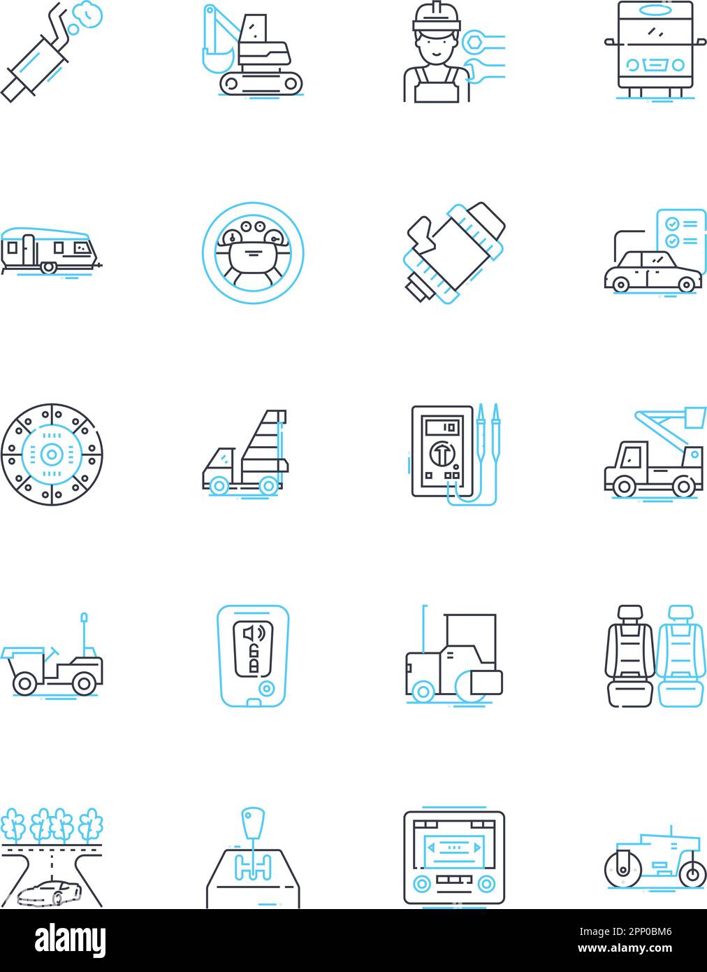 Auto repair industry linear icons set. Diagnosis, Maintenance, Engine ...